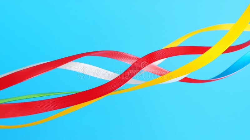 Intertwined Ribbons in Various Colors Create a Dynamic Visual Against a ...