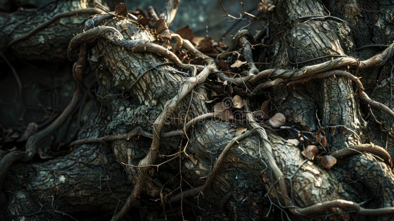 Intertwined Roots on Tree Bark. Stock Image - Image of twisted ...