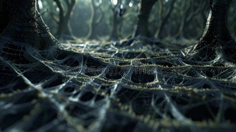 The Intertwined Roots of the Trees Create a Weblike Pattern Mirroring ...