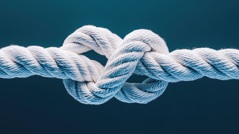Intertwined Rope Knot on Blue, Connection Concept Stock Photo - Image ...