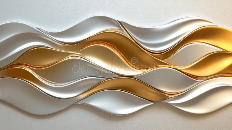 Intertwined Silver and Gold Wavy Panels Stock Illustration ...