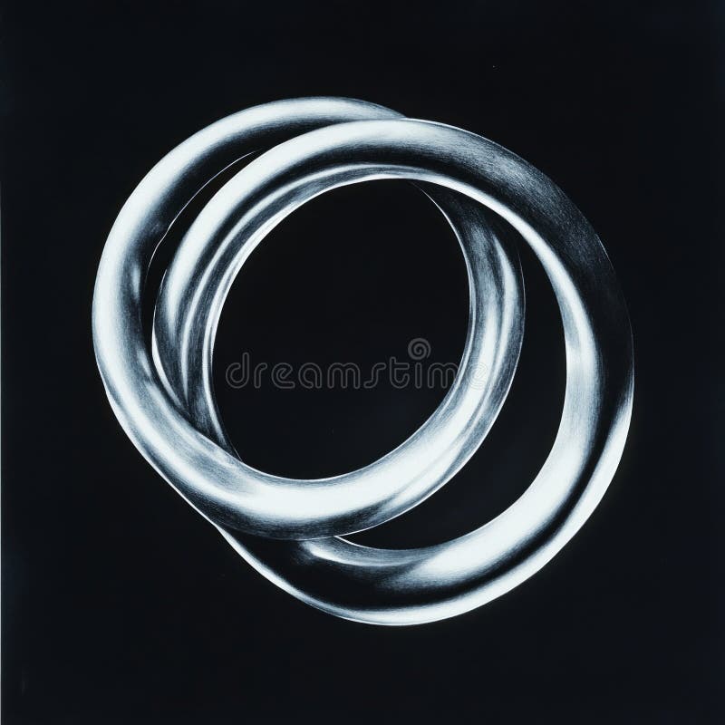 Intertwined Silver Rings Against Black Background Symbolizing Unity and ...