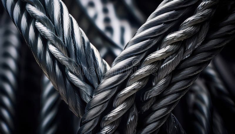 Intertwined Steel Cables Create a Dynamic Stock Image - Image of ...