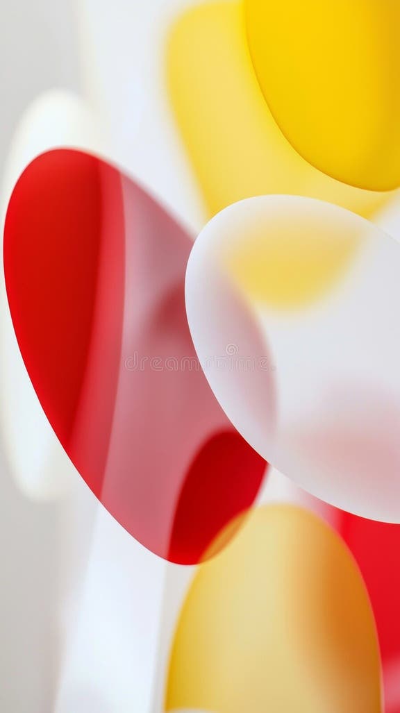 Intertwined Translucent Shapes in Red, Yellow, and White Create a ...