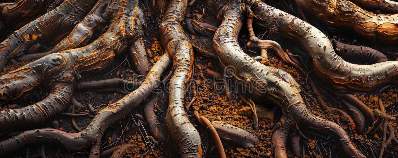 Intertwined Tree Roots on Forest Floor Stock Image - Image of network ...