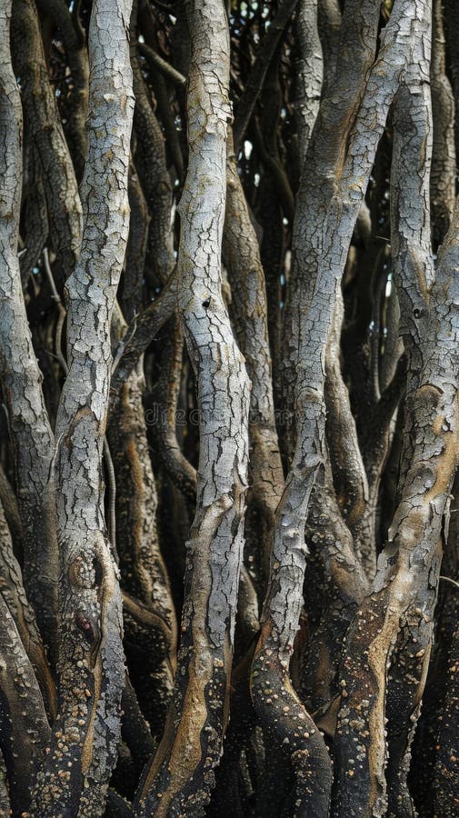 Intertwined Tree Trunks stock illustration. Illustration of greybrown ...