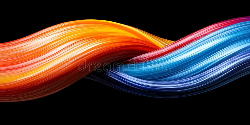 Intertwined Vibrant Ribbons of Color Flow Dynamically. Stock ...