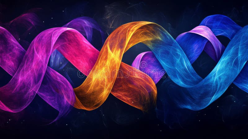 Intertwined Vibrant Ribbons of Color Flow Gracefully Stock Illustration ...