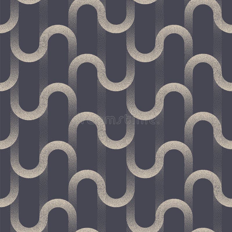 Intertwined Wavy Lines Fancy Seamless Pattern Vector Dot Work Abstract ...