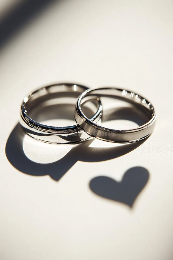 Intertwined Wedding Rings Casting Heart Shadow High Quality Image Stock ...