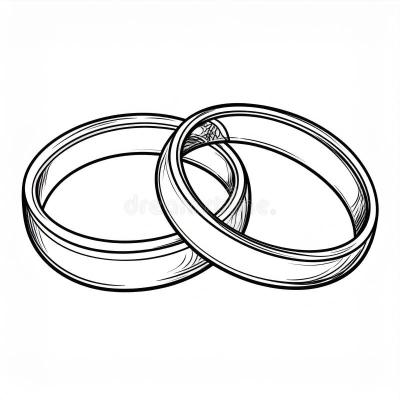 Intertwined Wedding Rings Line Art Illustration Stock Illustration ...