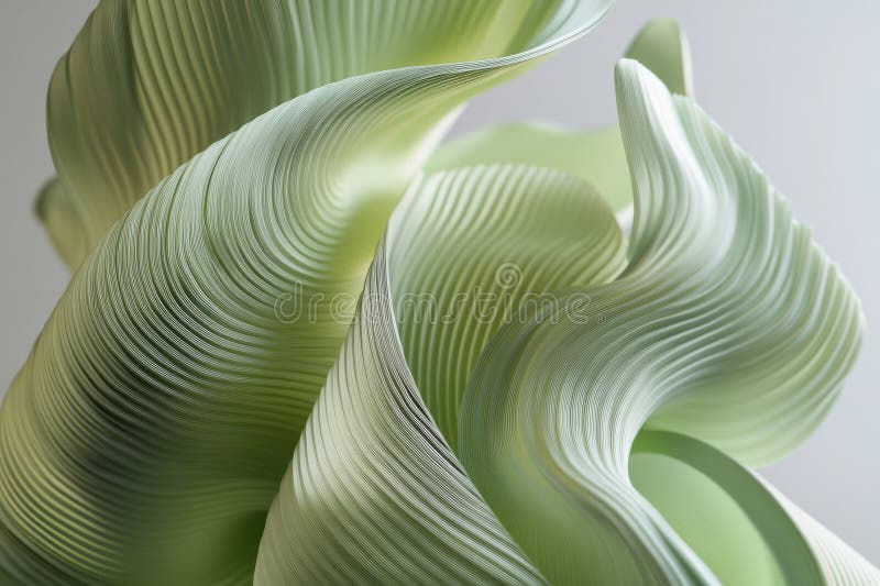 Intertwining Curvaceous Lines Light Green Flowing Together Create Fluid ...