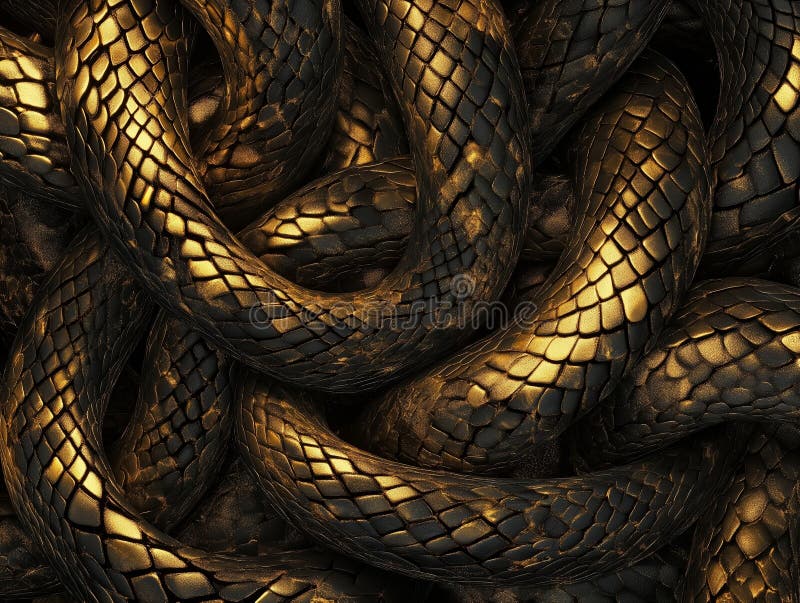 Golden Snakes Intertwined, a Luxurious Reptile Background Stock ...