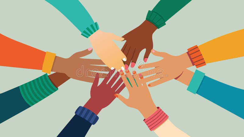 The Intertwining Hands of Different Races Genders and Ages Creating a ...