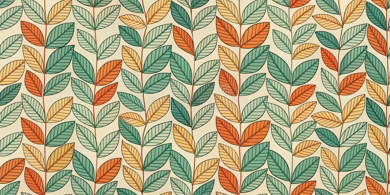 Intertwining Leaves Mid Century Seamless Pattern Generative by AI Stock ...