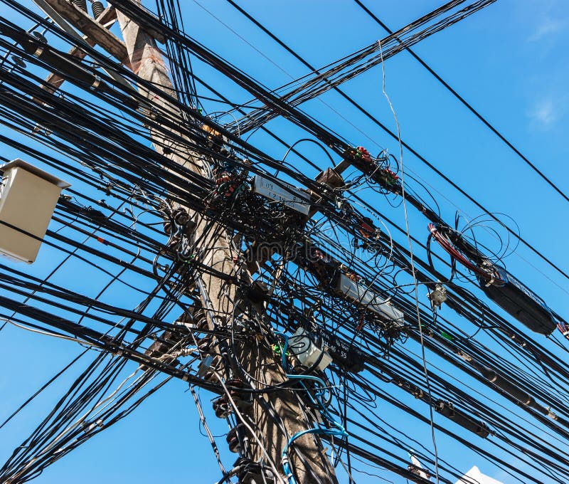 Intertwining of Many Electrical Wires Stock Image - Image of electric ...