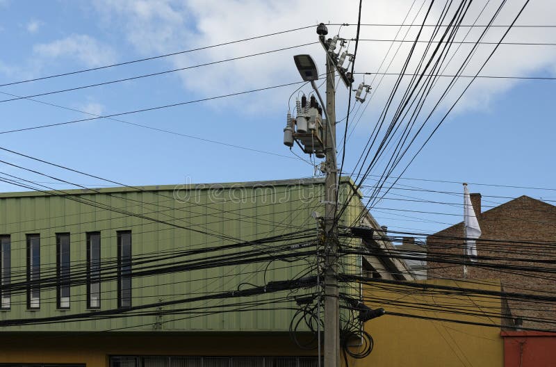 Intertwining of Many Telecomunication and Electrical Wires Stock Image ...