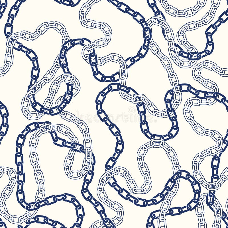 Intertwining Red Nautical Ropes and Chain Links Vector Seamless Pattern ...