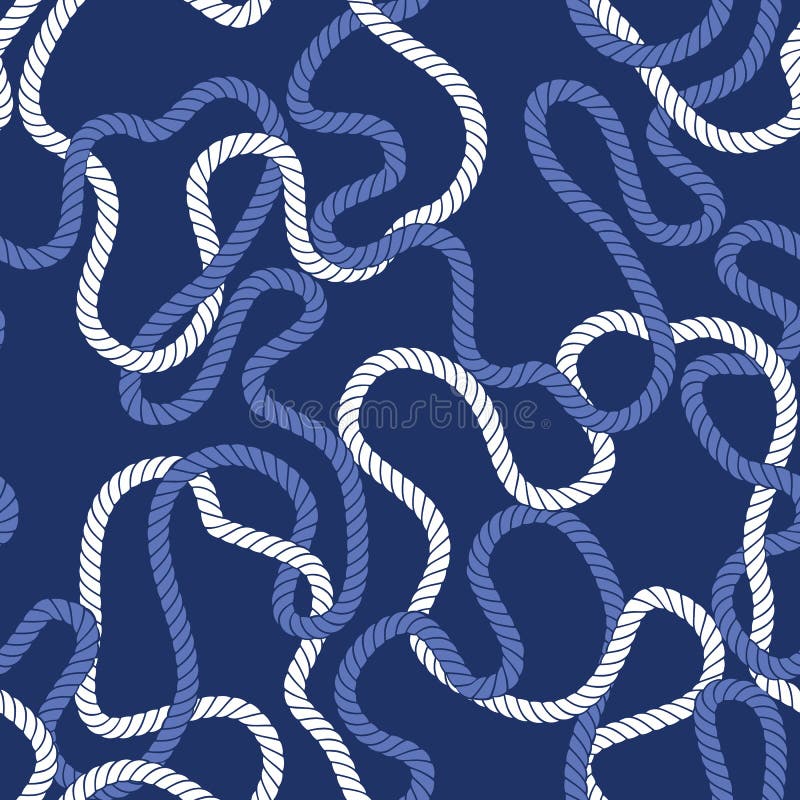 Intertwining Nautical Ropes, Chains and Stripes Vector Seamless Pattern ...