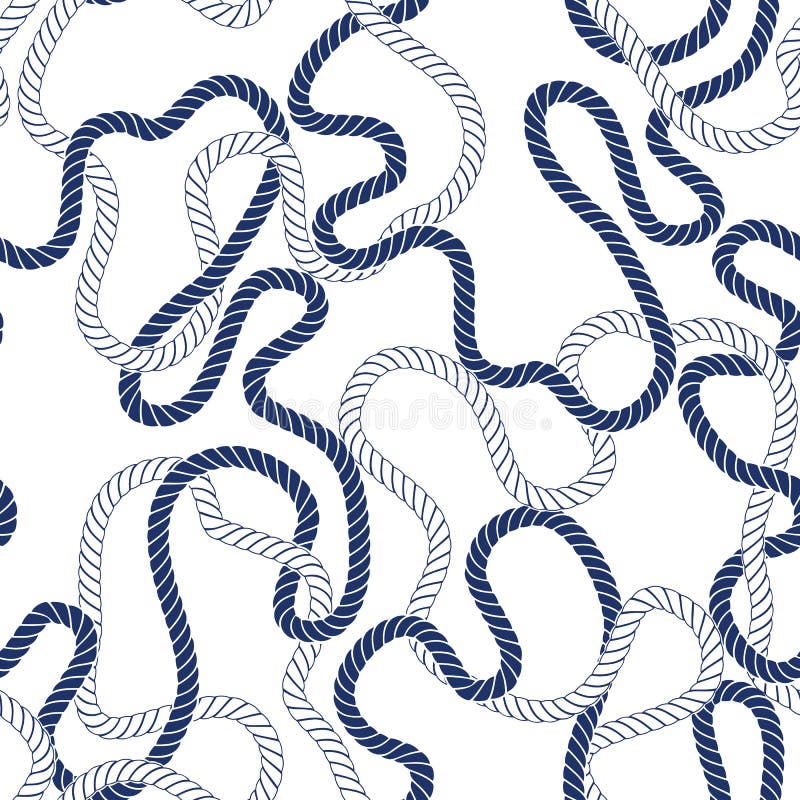 Intertwining Red Nautical Ropes and Chain Links Vector Seamless Pattern ...
