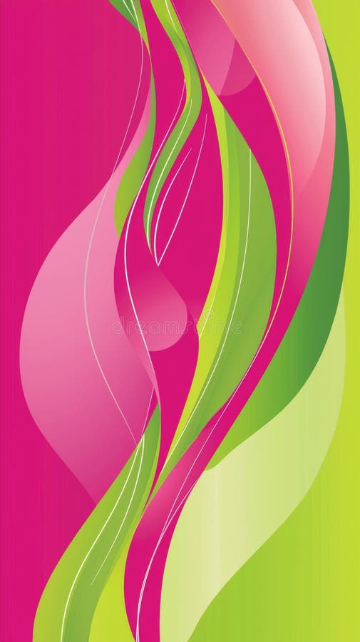 Intertwining Pink and Green Wavy Lines Create a Captivating Visual Flow ...