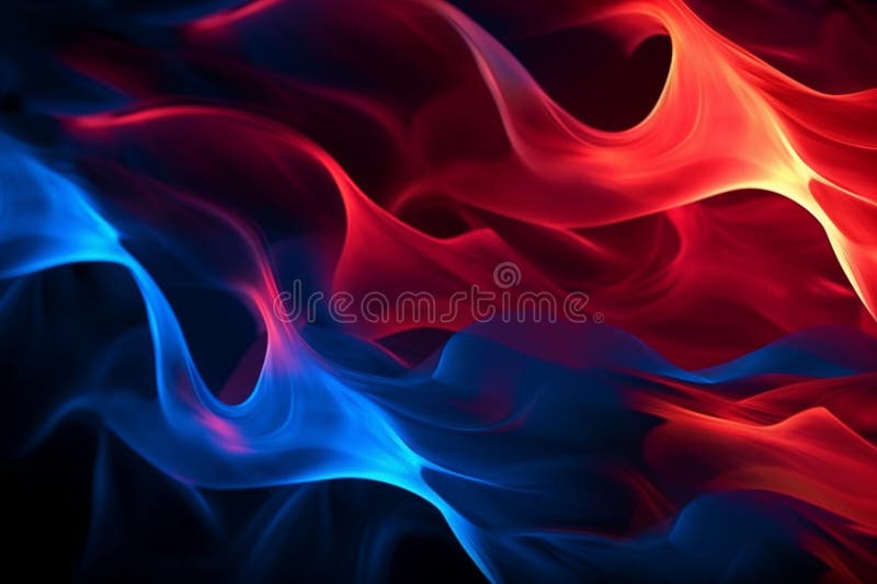 Intertwining Red and Blue Flames Mesmerize on a Dark Background. Stock ...