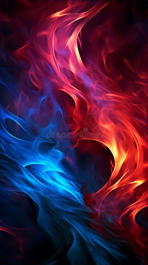 Intertwining Red and Blue Flames Mesmerize on a Dark Background Stock ...