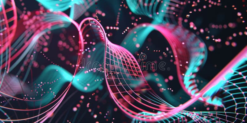 Intertwining Strands of Pink and Blue Light Form an Abstract, Digital ...