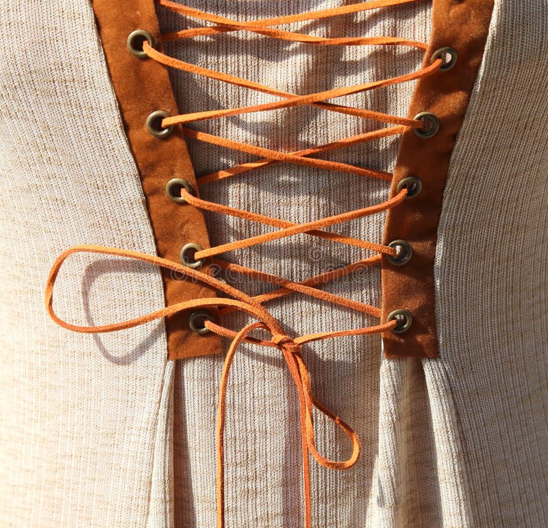 Intertwining with the String of an Ancient Medieval Dress in Cot Stock ...