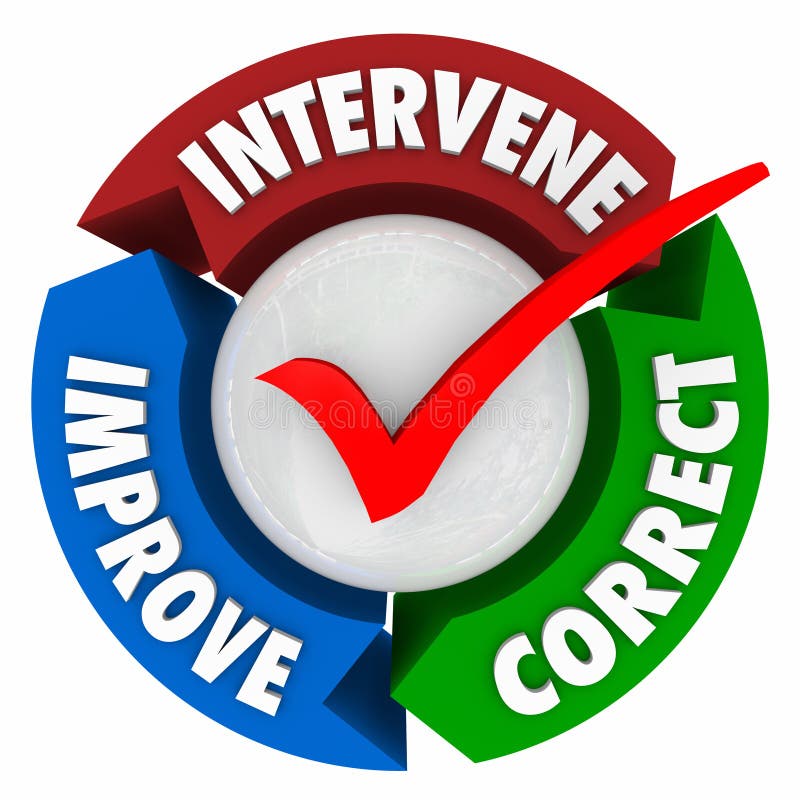 Intervene Correct Improve Words Check Mark Diagram Circle Stock ...