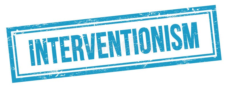 INTERVENTIONISM Text on Blue Grungy Vintage Stamp Stock Illustration ...