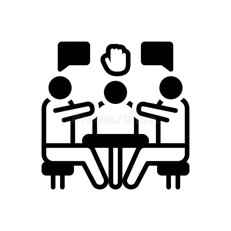 Black Solid Icon for Interventions, Interference and Mediation Stock ...