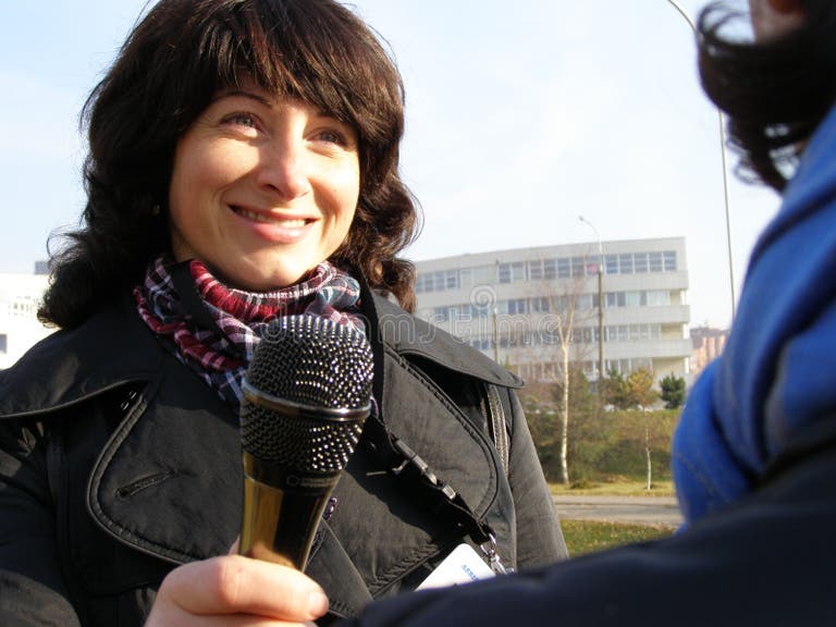 274 Microphone Interview Cute Girl Stock Photos - Free & Royalty-Free ...