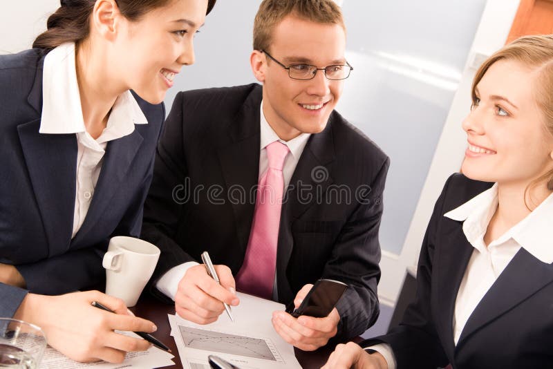 Interview stock photo. Image of happy, group, interview - 4556904