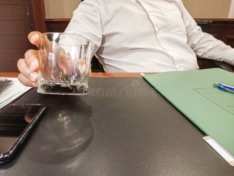 Interview with Business Man with Empty Glass Stock Image - Image of ...
