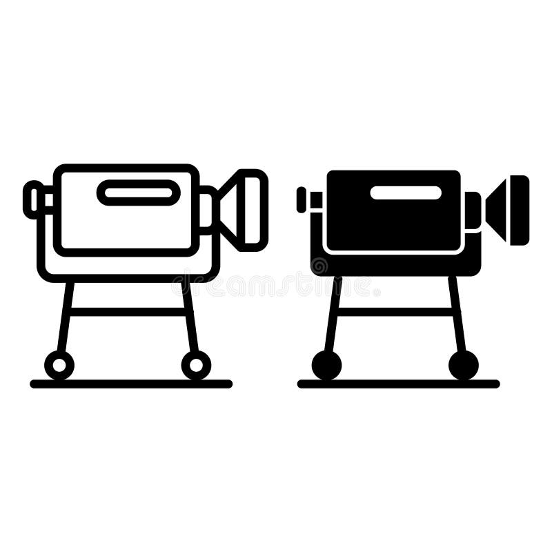Interview Camera on a Tripod Thin Line Icon. Video Camera Vector ...