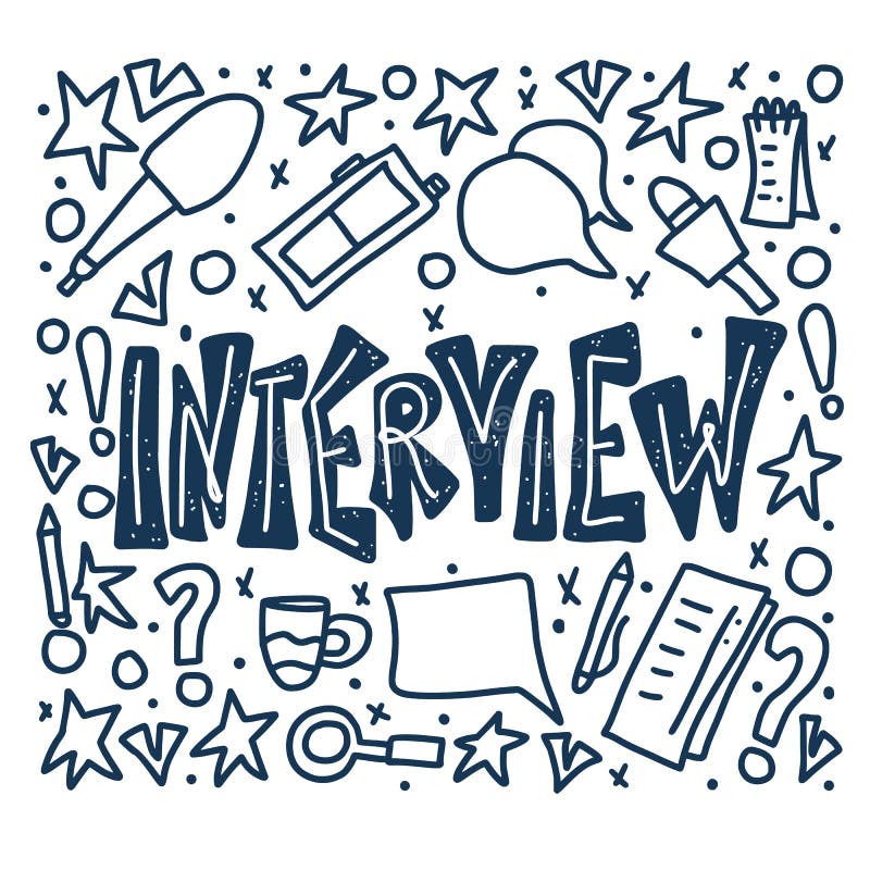 Interview Design Poster. Vector Text with Signs. Stock Vector ...