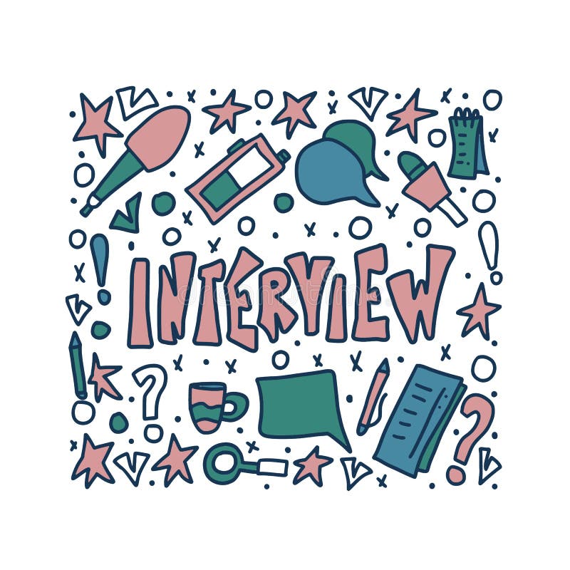 Interview Design Poster. Vector Text with Signs. Stock Vector ...
