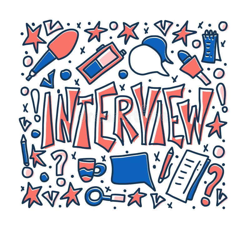 Interview Design Poster. Vector Text with Signs. Stock Vector ...