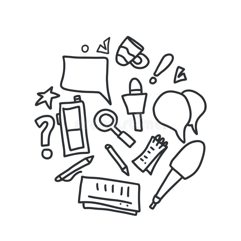 Interview Doodle Style Circle Composition Isolated on White Background ...