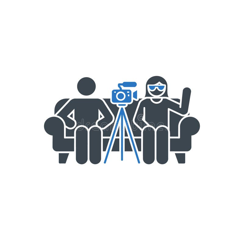 Interview Filming Icon stock image. Image of sign, couch - 377662989