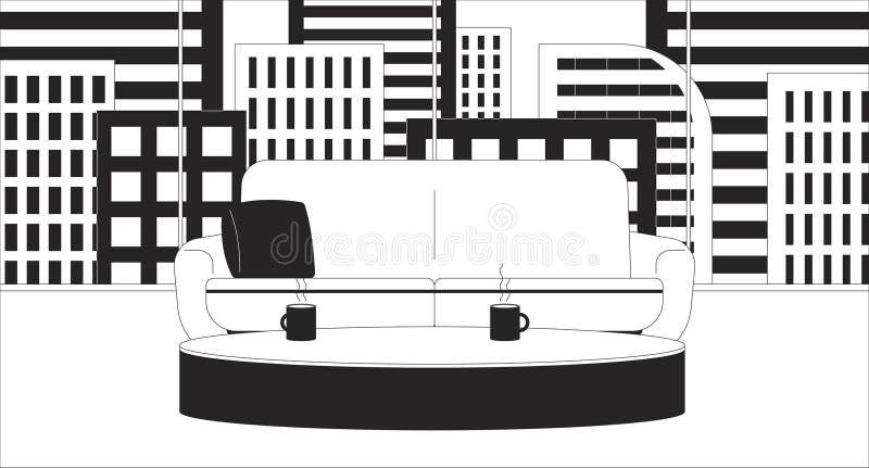 Interview Filming Location Black and White Line Illustration Stock ...