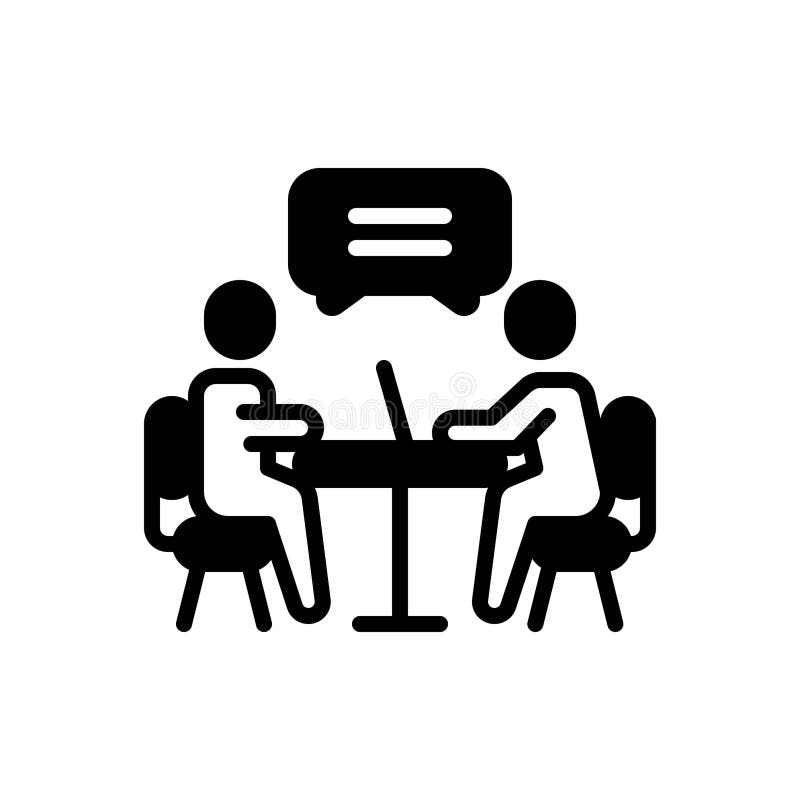 Black Solid Icon for Interview, Meeting and Talking Stock Vector ...