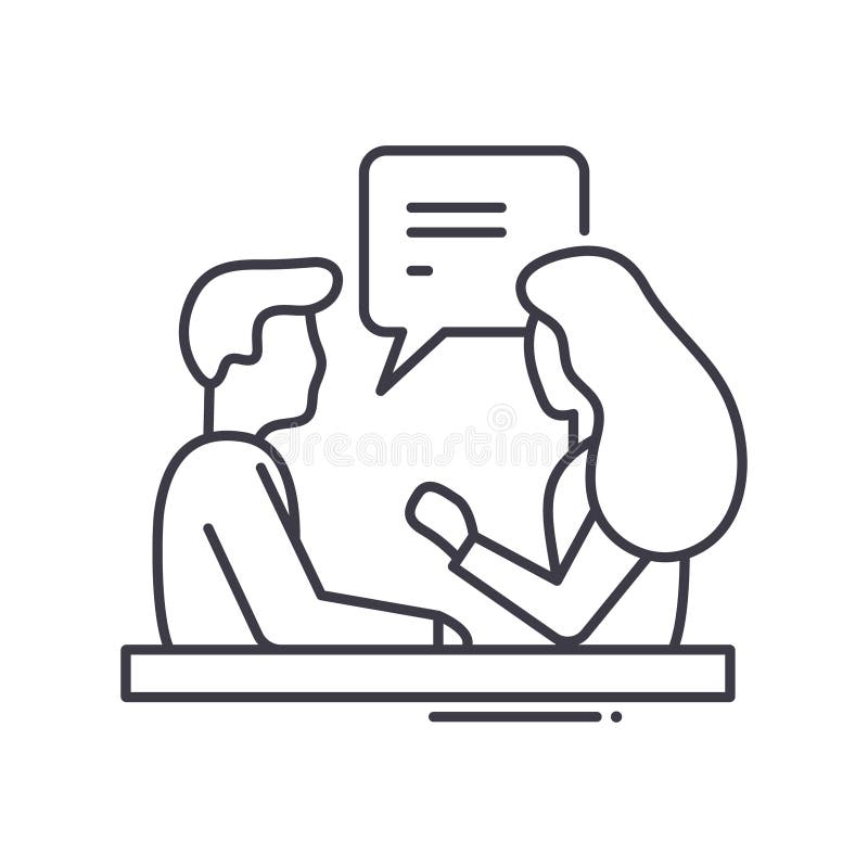 Interview Icon, Black Vector Sign with Editable Strokes, Concept ...