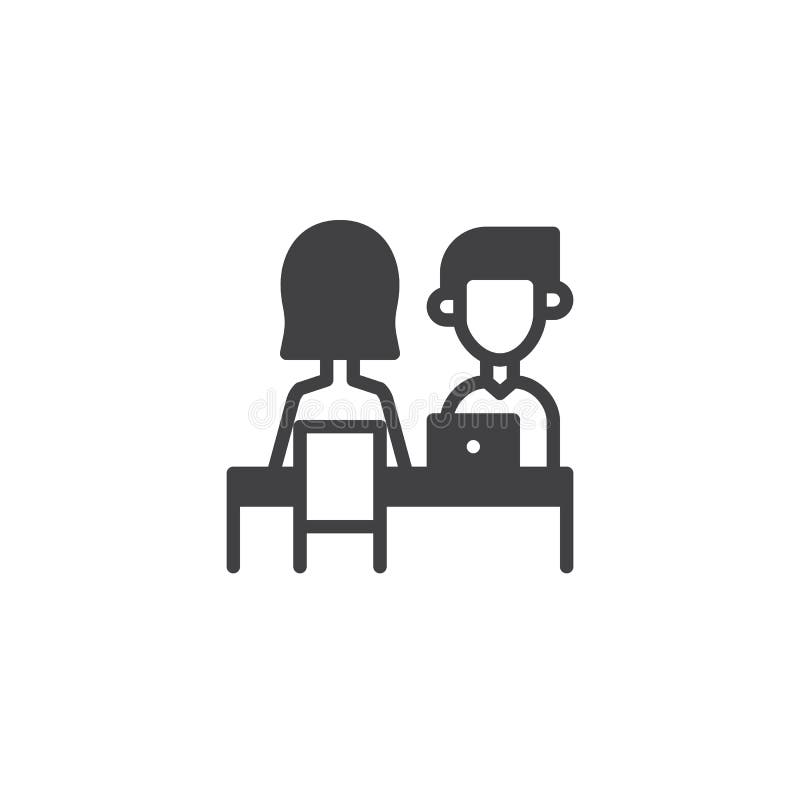 Job Interview Flat Icon. Round Colorful Button, Circular Vector Sign with Long Shadow Effect ...