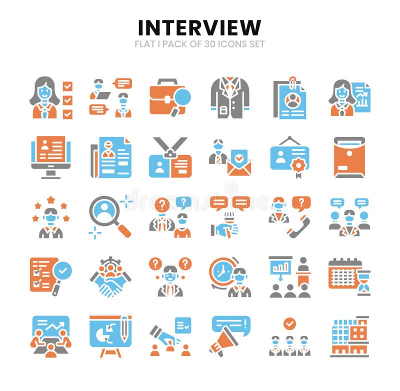 Interview Icons Bundle. Flat Icons Style Stock Vector - Illustration of ...