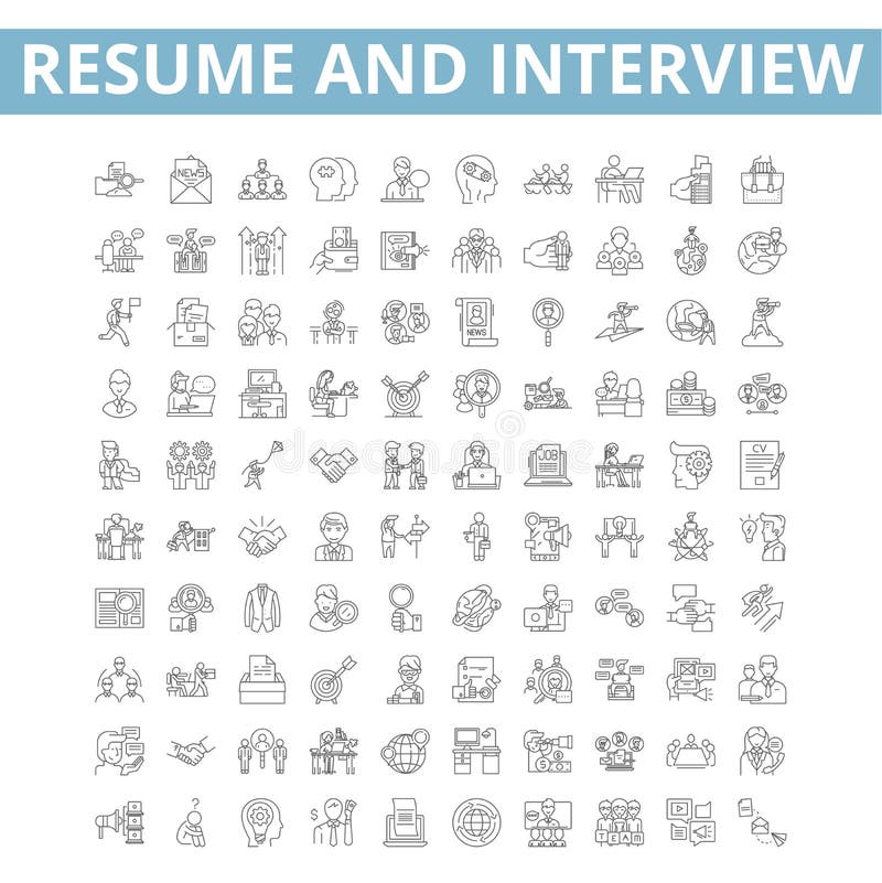 Interview Icons, Line Symbols, Web Signs, Vector Set, Isolated ...