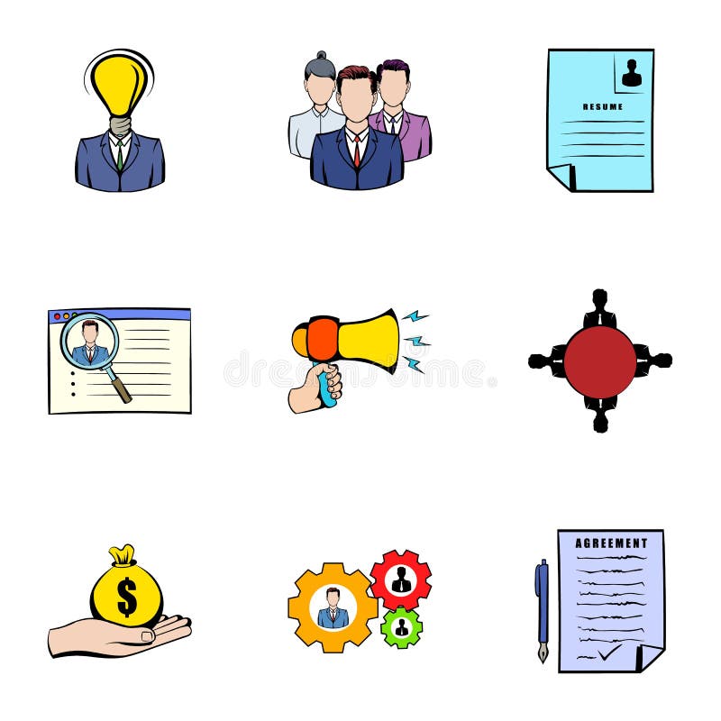 Interview Icons Set, Cartoon Style Stock Vector - Illustration of ...