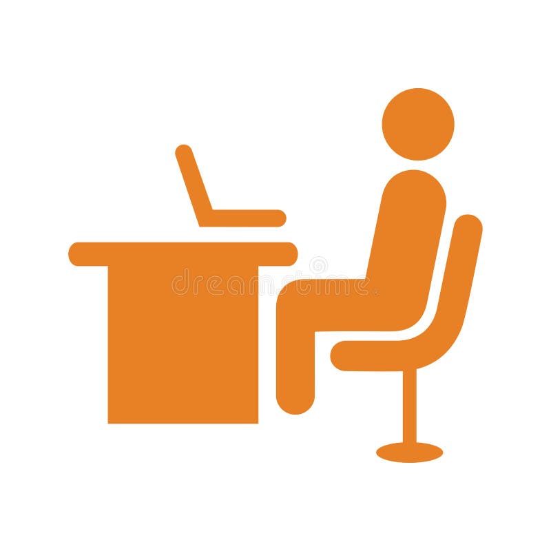 Interview, Laptop, Workplace Icon. Orange Vector Sketch Stock ...