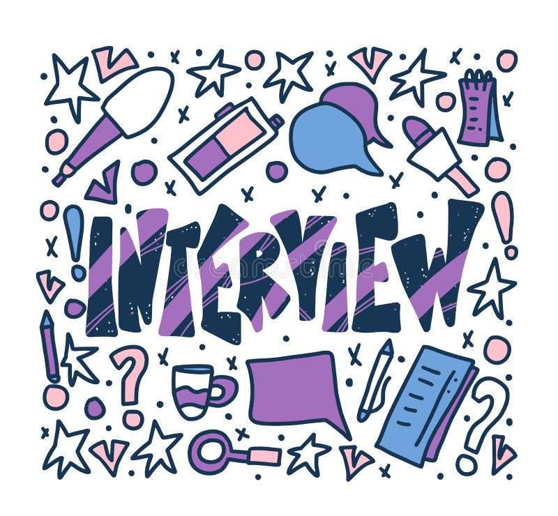Job Interview Flat Vector Illustration With Text Vector